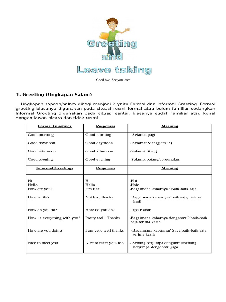 Greeting and Leave Taking | PDF