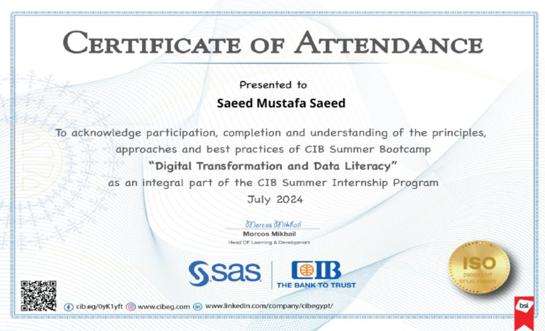 CIB Certificate | PDF