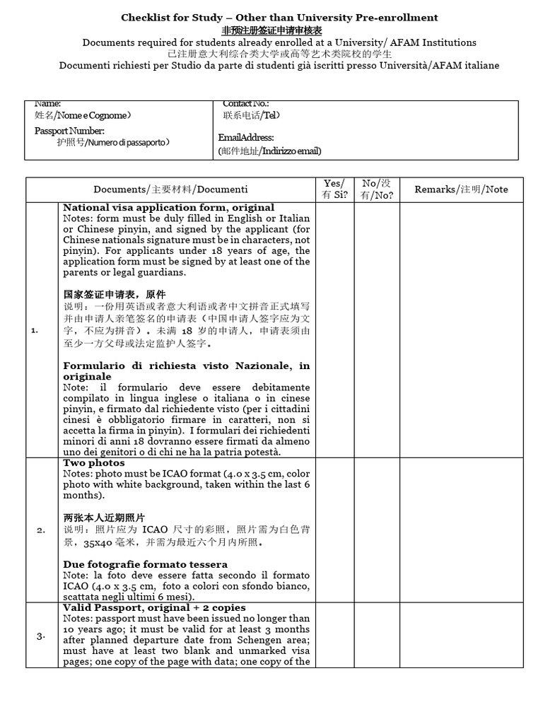 checklist-study-university-other-pre-enrolment-2022-2023 | PDF