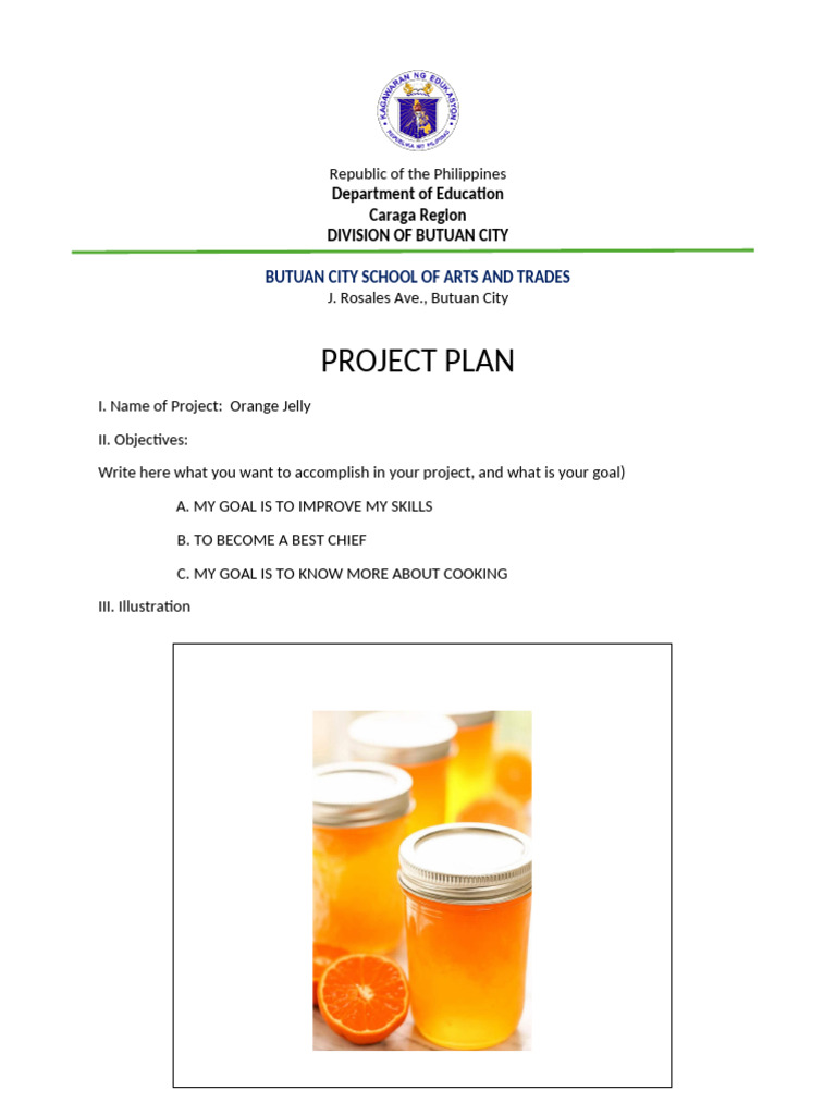 Project Plan For Food Processing Ang Cookery | PDF | Fruit Preserves