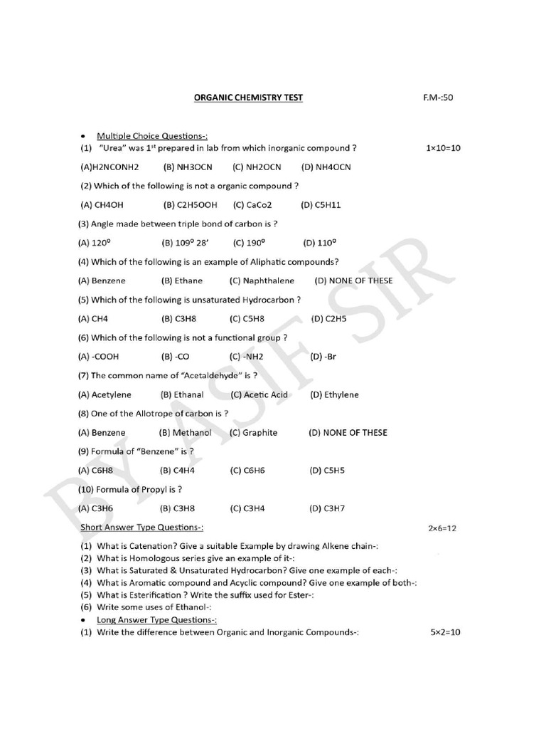 Chemistry Test | PDF