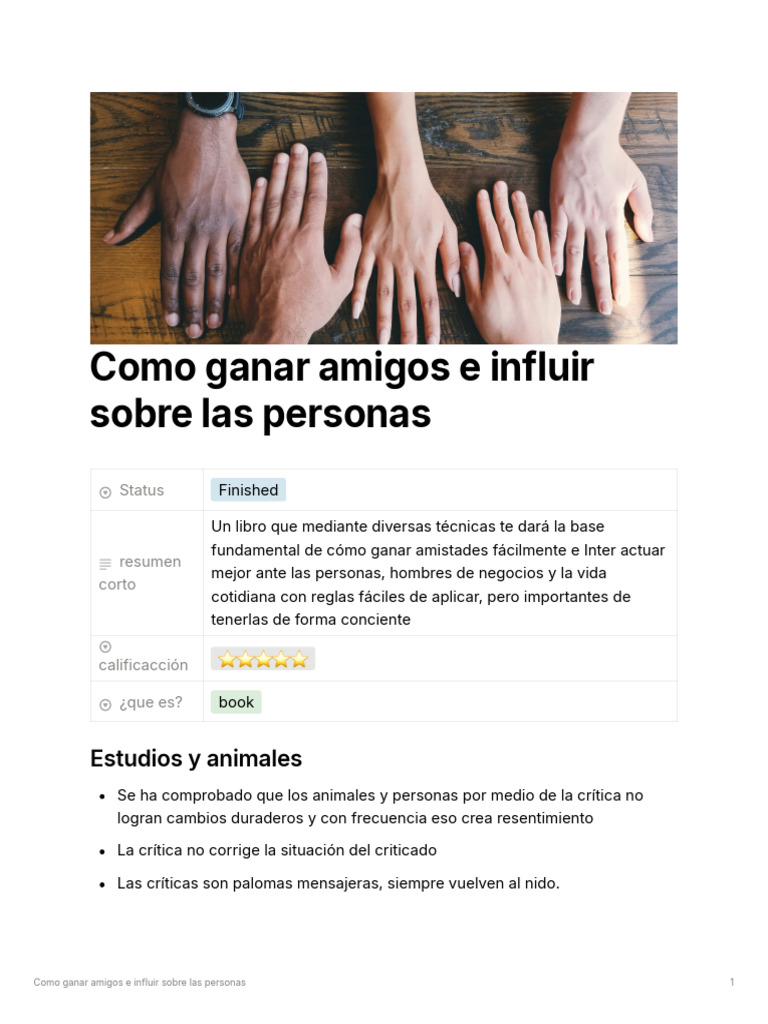 Como Ganar Amigos e Influir Sobre Las Personas Resumen | PDF