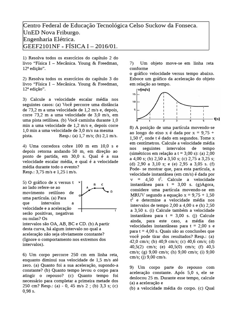 Lista1 Fisica 01 | PDF