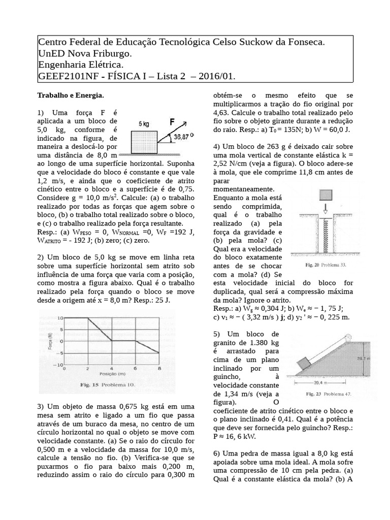Lista3 Fisica 01 | PDF