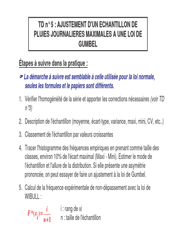 Ajustement - Loi GUMBEL | PDF