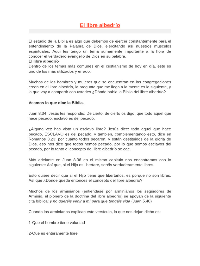 El Libre Albedrío | PDF