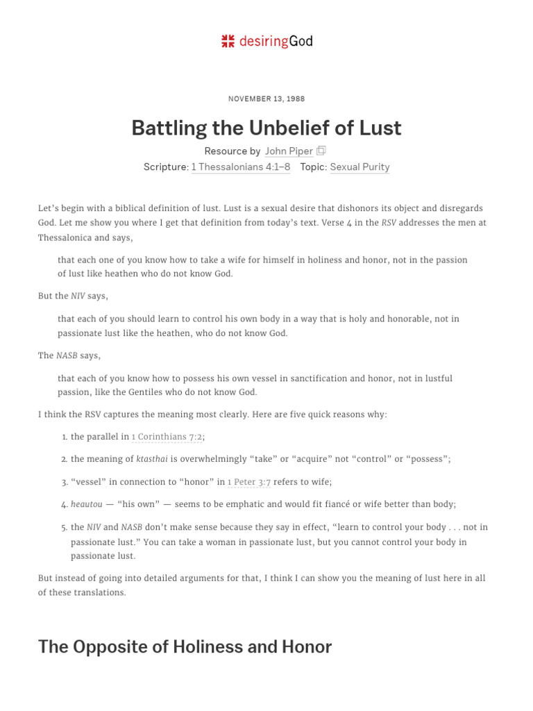 Battling Unbelief - Desiring God | PDF