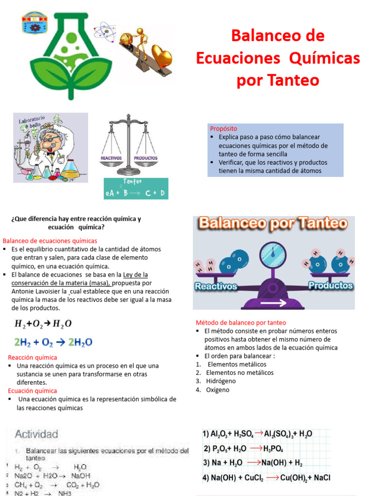 Balanceo de Ecuaciones Químicas Por Tanteo | PDF