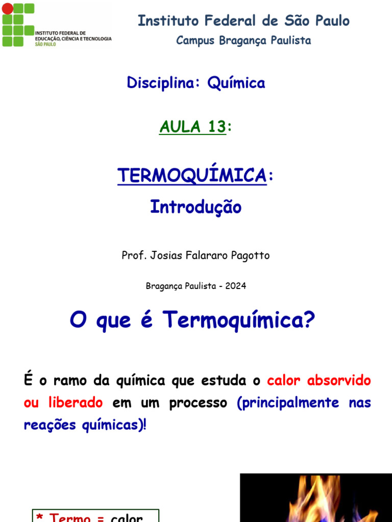 Aula 13 - Termoquímica - Introdução | PDF