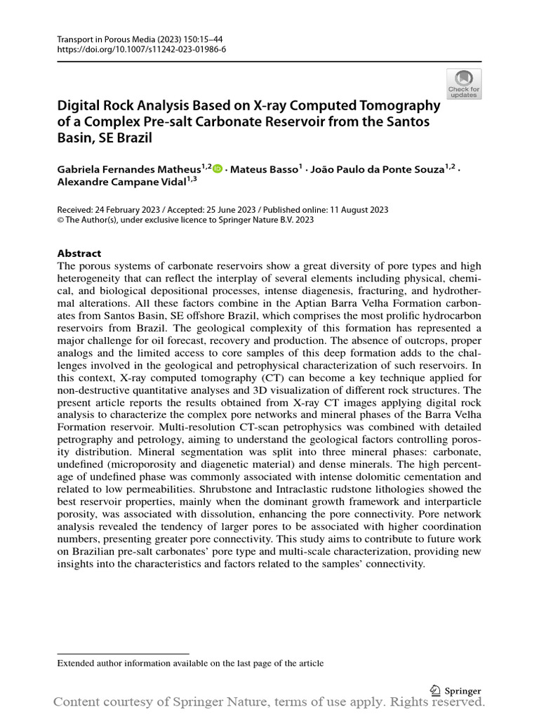 Digital Rock Analysis of Carbonate Reservoirs | PDF | Porosity | Social ...