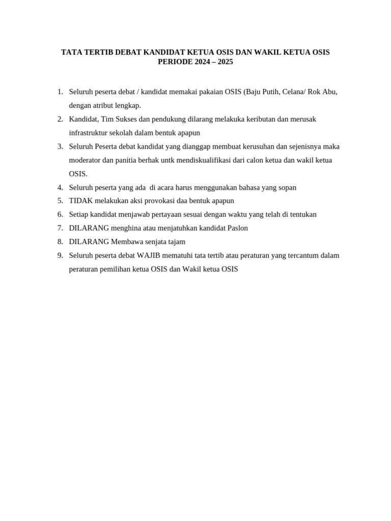 Tata Tertib Debat Osis | PDF