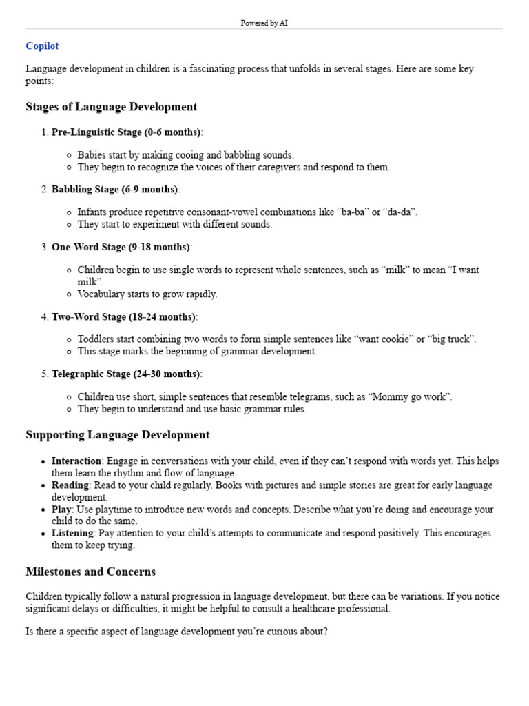 Stages of Language Development | PDF