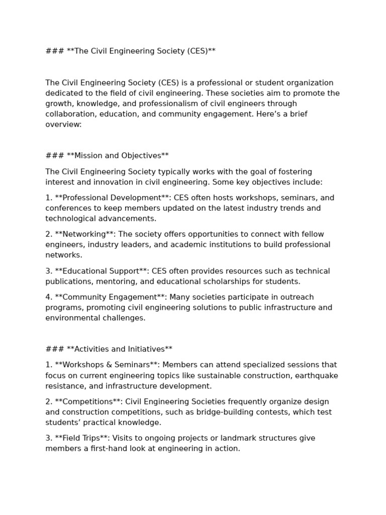Overview of the Civil Engineering Society | PDF | Civil Engineering | Art