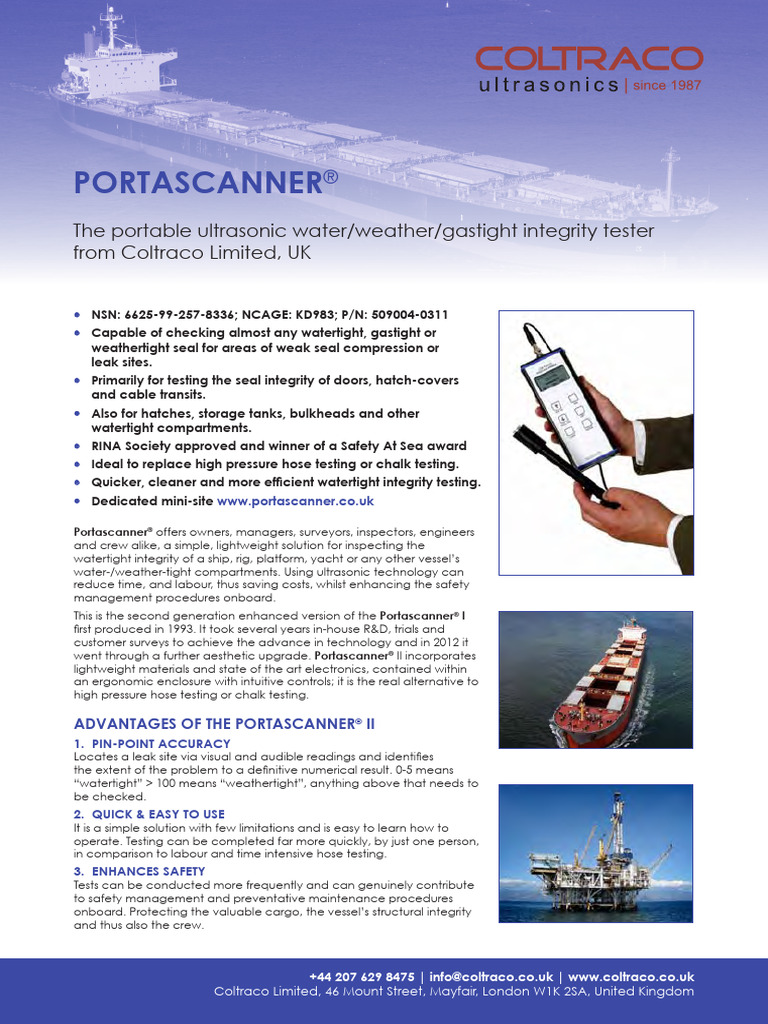 Portascanner II - Technical Specifications - Sept 2014 | PDF