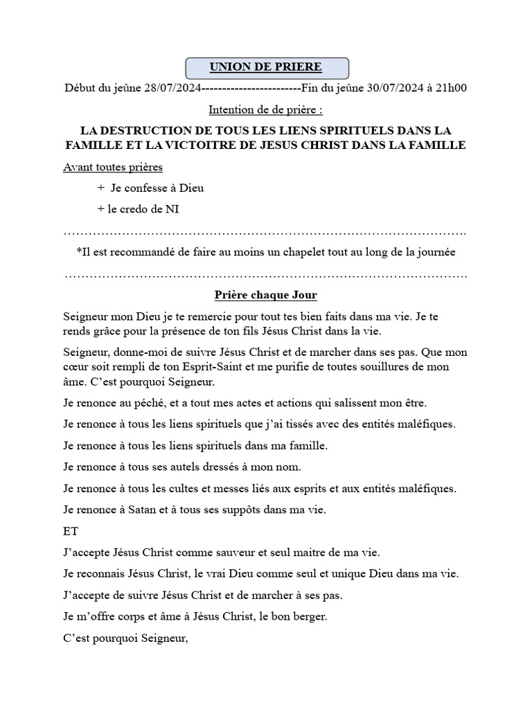 Union de Prière et Libération Spirituelle | PDF | Prière | Saint-Esprit