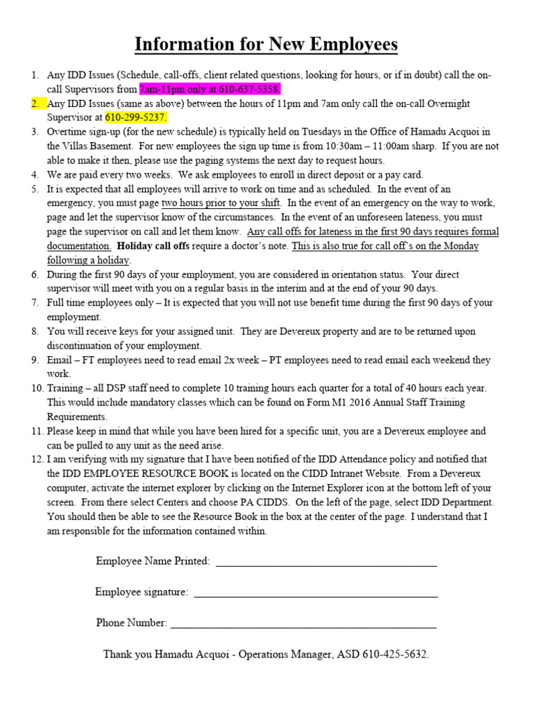 New Employee Information Sheet H. Acquoi - 1 | PDF | Business