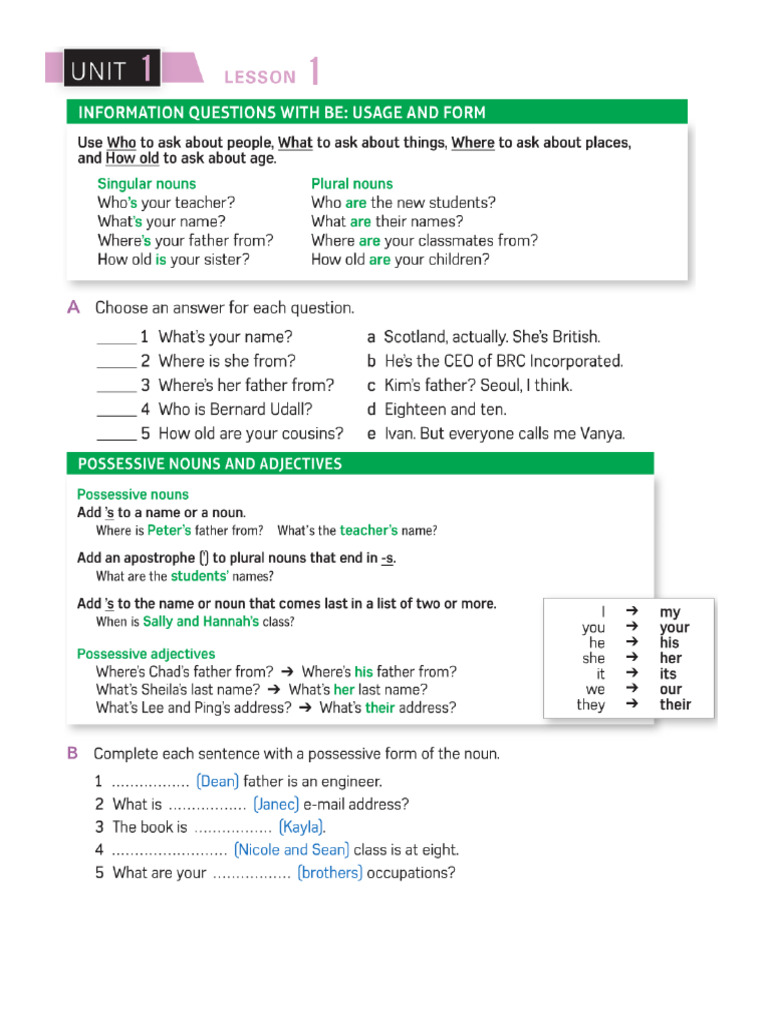 Task Unit 1 Lesson 1 | PDF