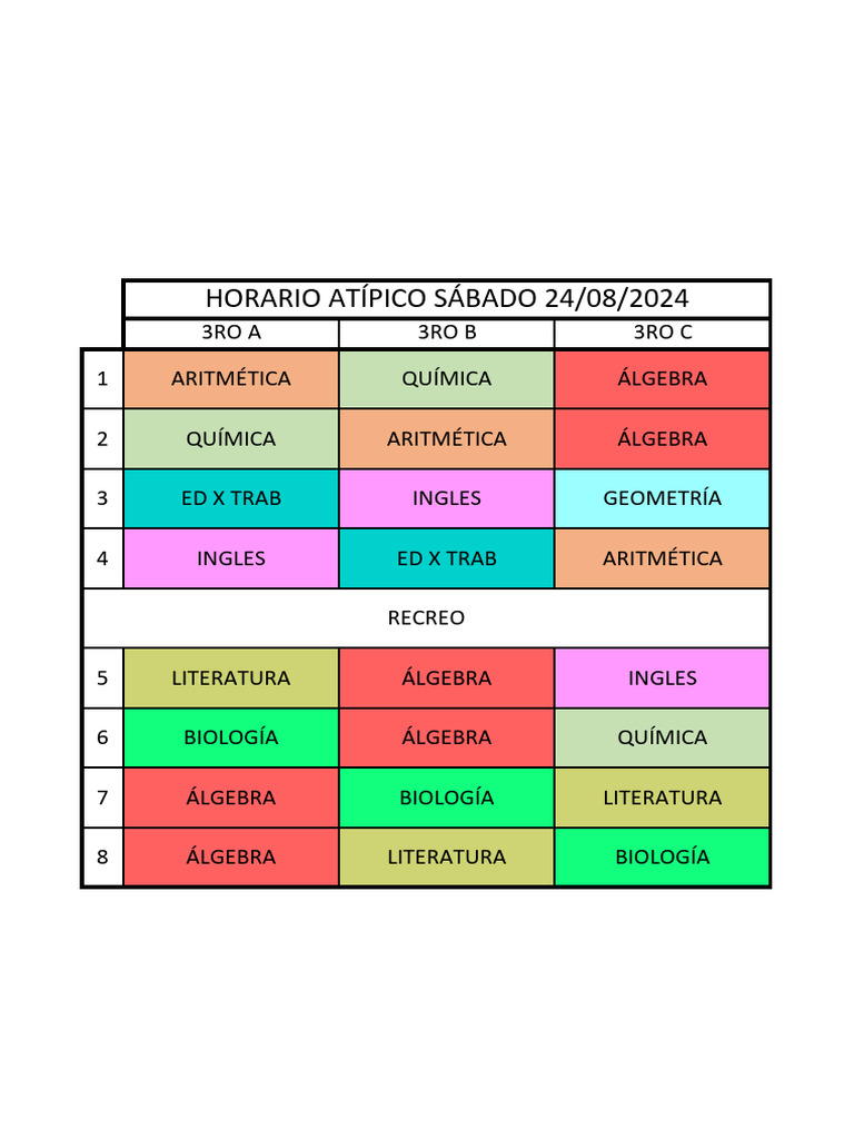 Horar Atípico 3ro Sec - 24-08-24 | PDF