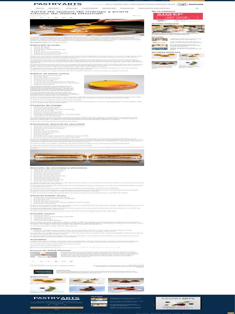 Tarta de Queso Con Mango y Jivara Choux de Sehaj Ghuman - Revista ...