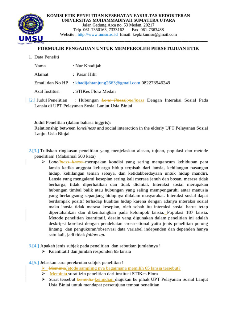 Review-Formulir Pengajuan Etik | PDF