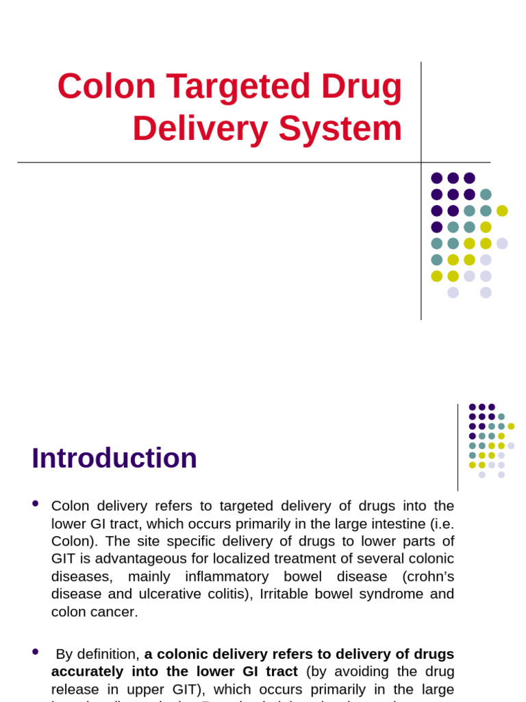 Colon Targeted Drug Deivery System | PDF