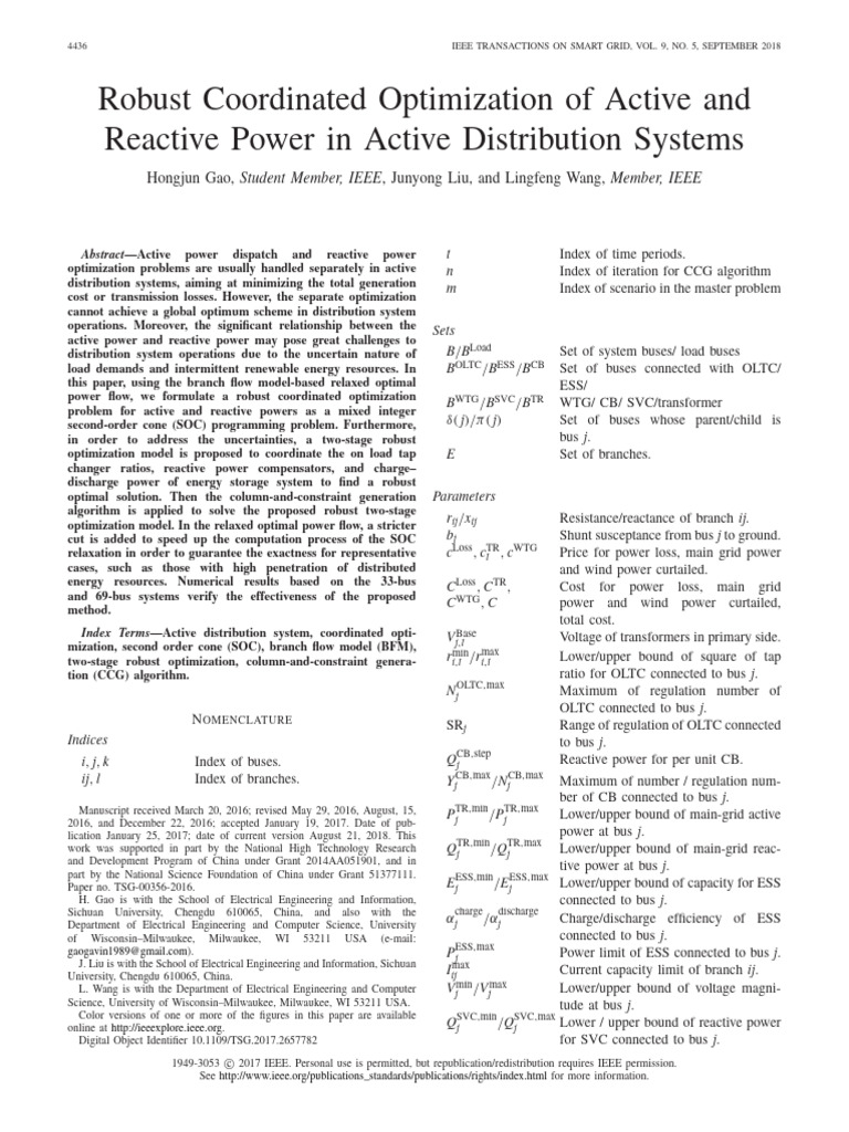 Robust Coordinated Optimization Of Active And Reactive Power In Active