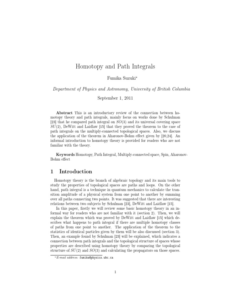 Homotopy and Path Integrals | PDF