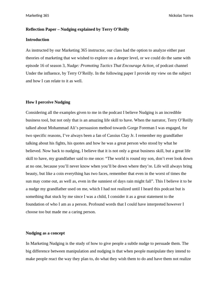 Reflection Paper #1 - Nudging | PDF