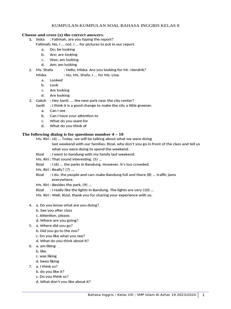 Kumpulan Soal Bahasa Inggris Kelas 8 - Akhidayat - 93 | PDF