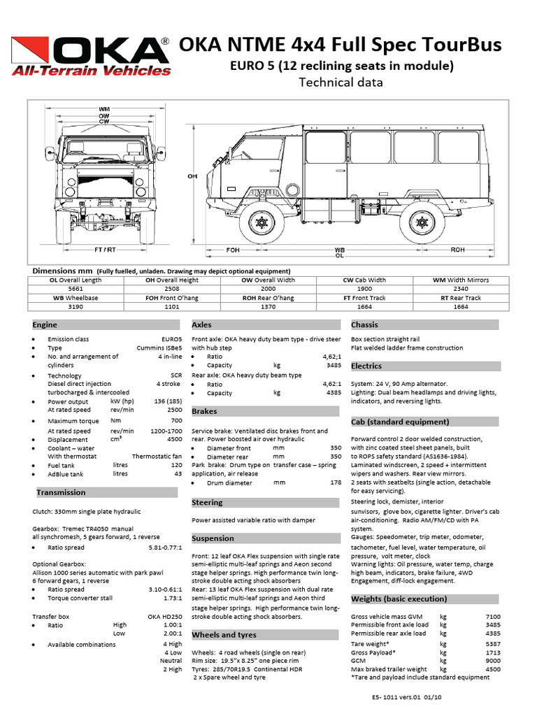 5ATV OKA NT Tour Bus Full Spec E5 1011 Vers 1.0 | PDF