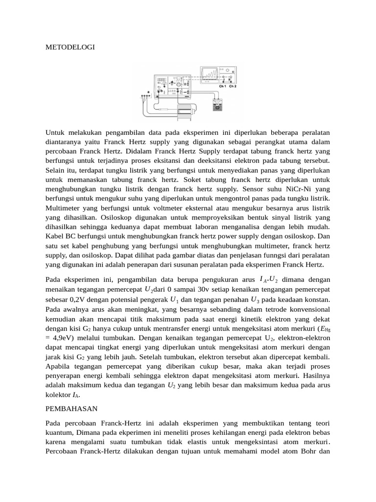 metodelogi dan pembahasan franck hertz | PDF