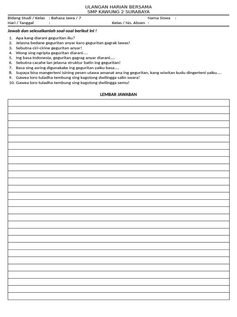 UHB KBahasa Jawa 7 | PDF