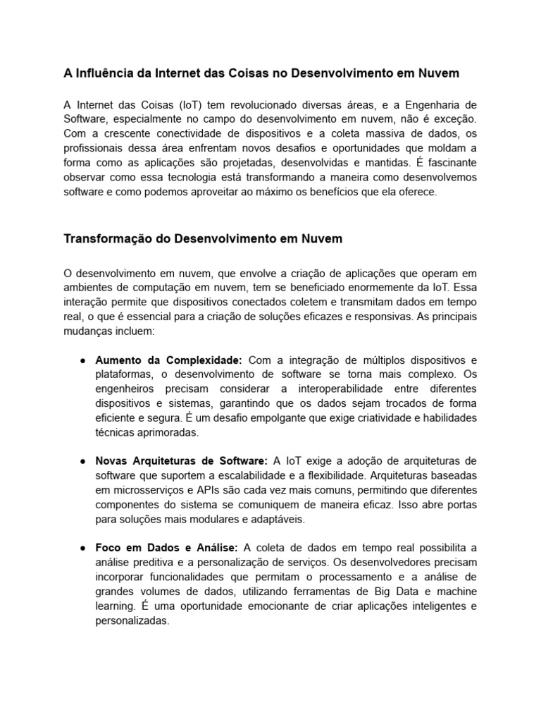Iot Na Engenharia De Software Pdf
