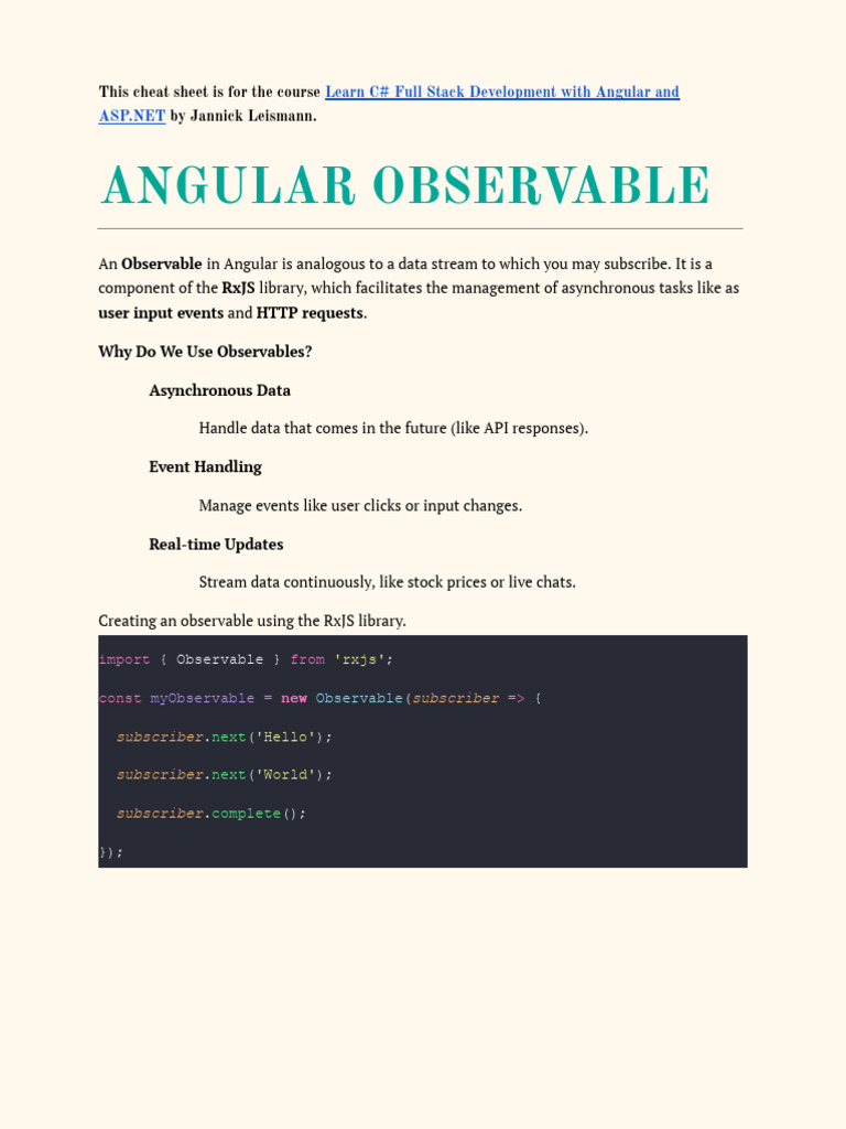 FD - Angular ASP (Angular Observable) | PDF