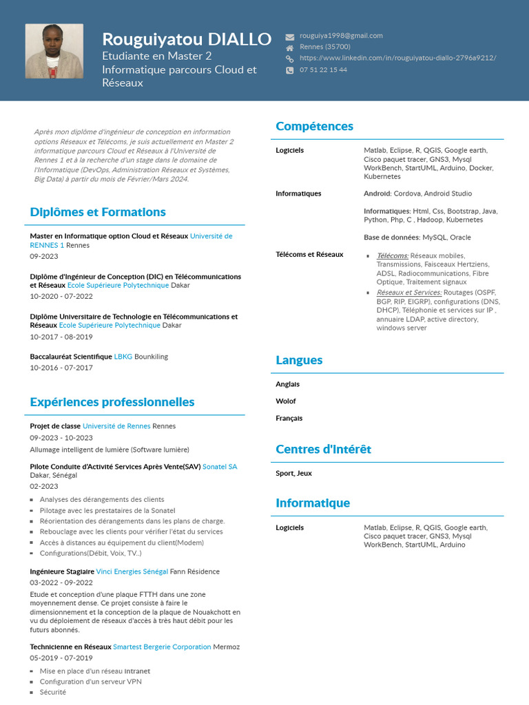 CV Rouguiyatou DIALLO | PDF