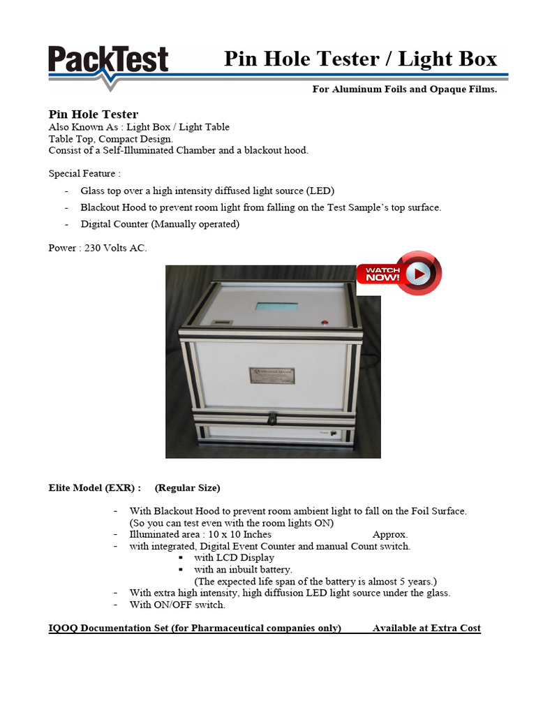Pinhole Tester | PDF