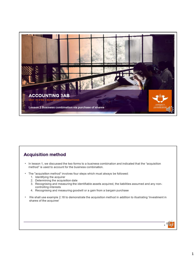 Unit 15 Lesson 2 BusComb Via Purchase of Shares Slides | PDF