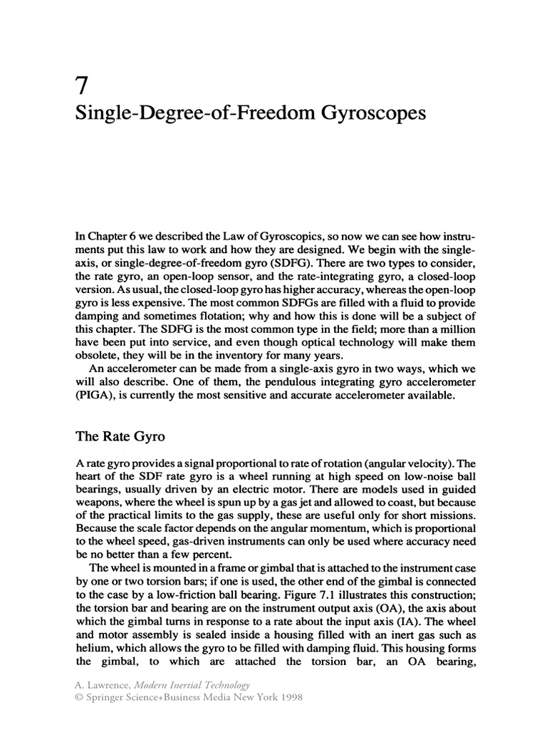 Single-Degree-of-Freedom Gyroscopes: The Rate Gyro | PDF
