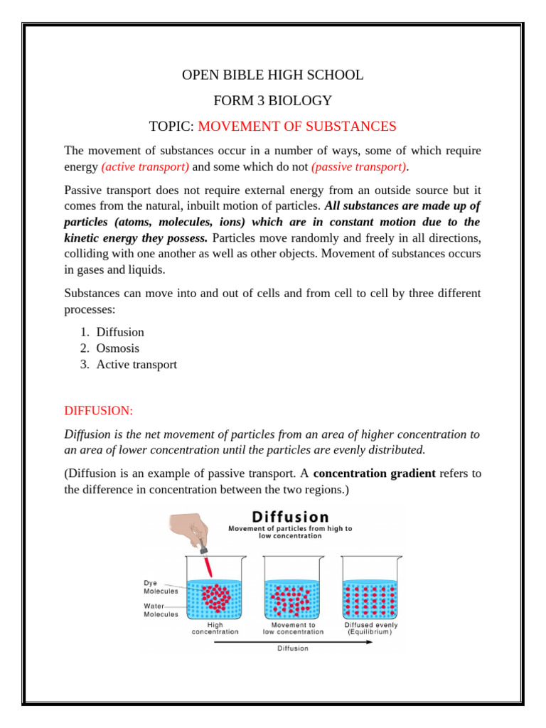 Movement of Substances | PDF