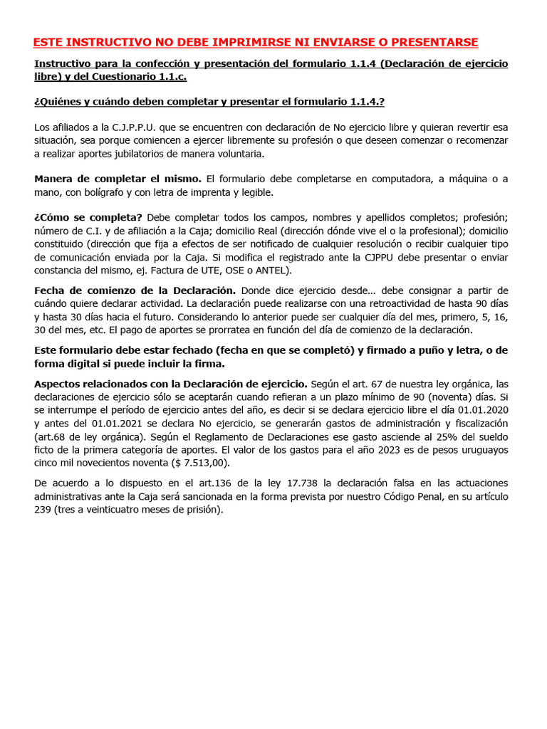 Instructivo Formularios CJPPU 2023 | PDF | Cooperativa