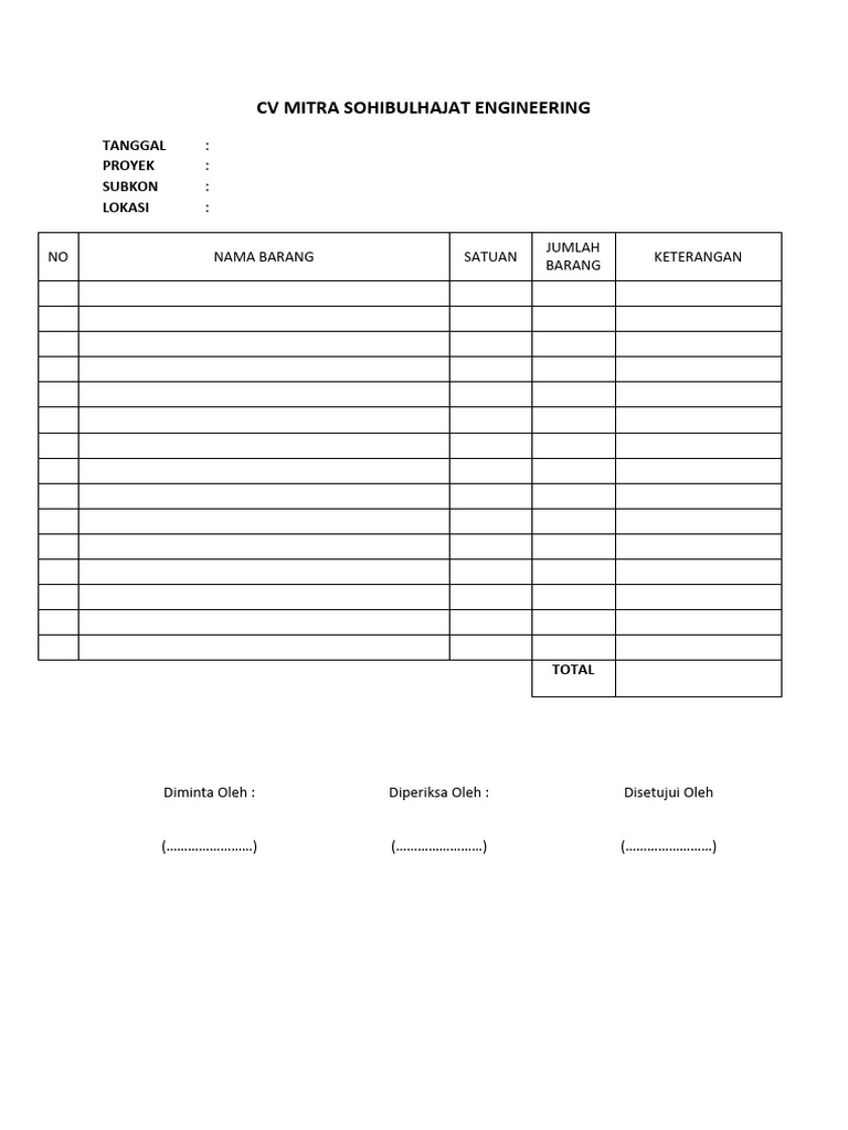 Form Pengajuan Barang | PDF