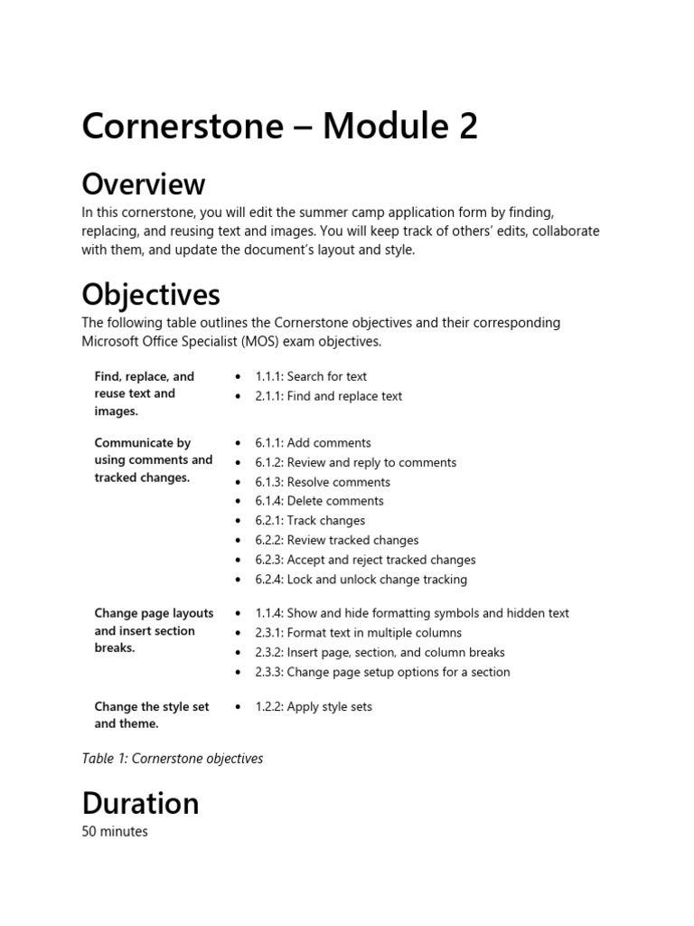 Word module 2 Cornerstone | PDF