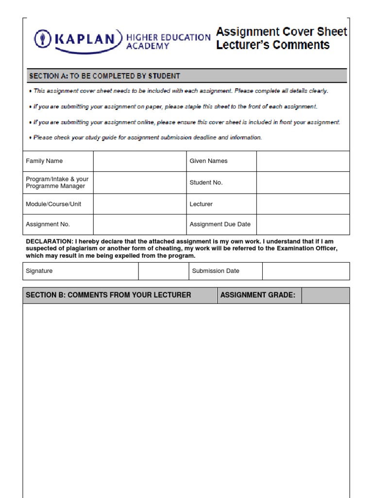 Assignment Cover Sheet | PDF | Career & Growth