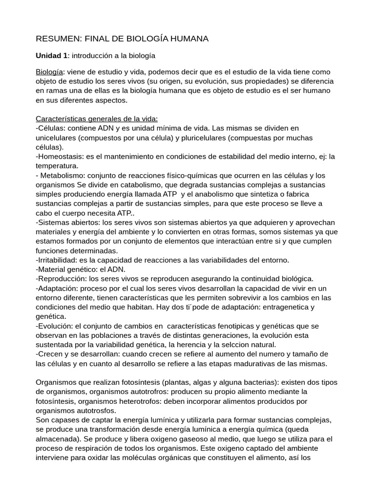Final de Biologia Resumen | PDF