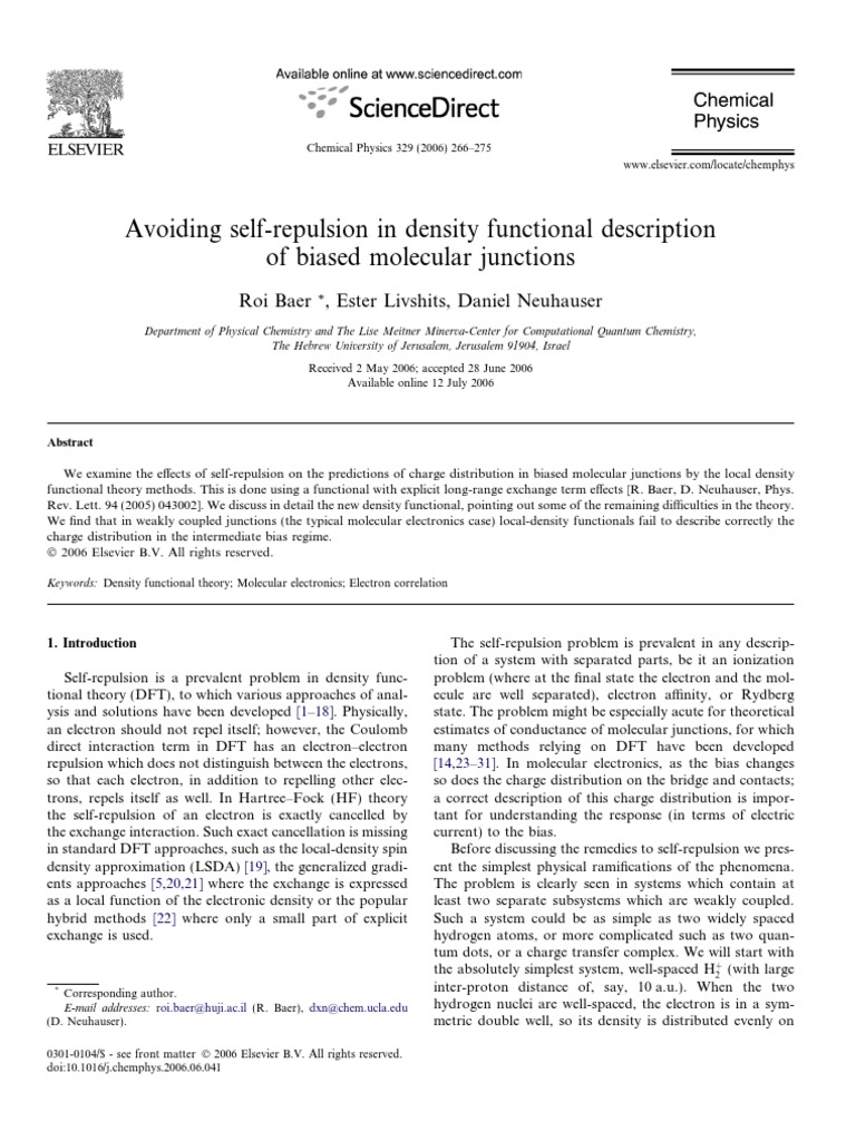 Roi Baer, Ester Livshits and Daniel Neuhauser - Avoiding Self-Repulsion ... Roi Baer, Ester Livshits and Daniel Neuhauser - Avoiding Self-Repulsion ...