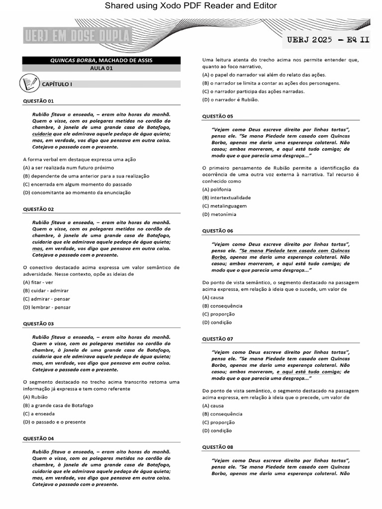 Uerjdosedupla - Eq2 - Questoes - Aula 01 | PDF