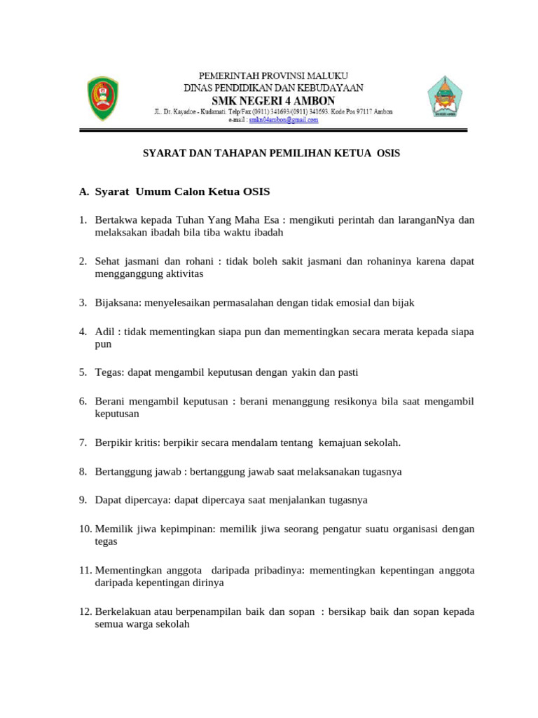 Tahapan Pemilihan Ketua OSIS | PDF