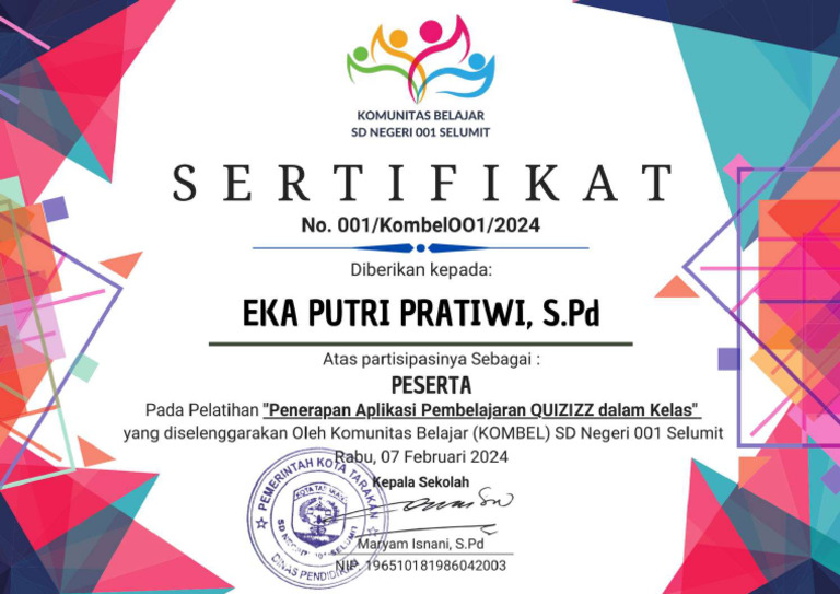 Sertifikat Eka 1 | PDF