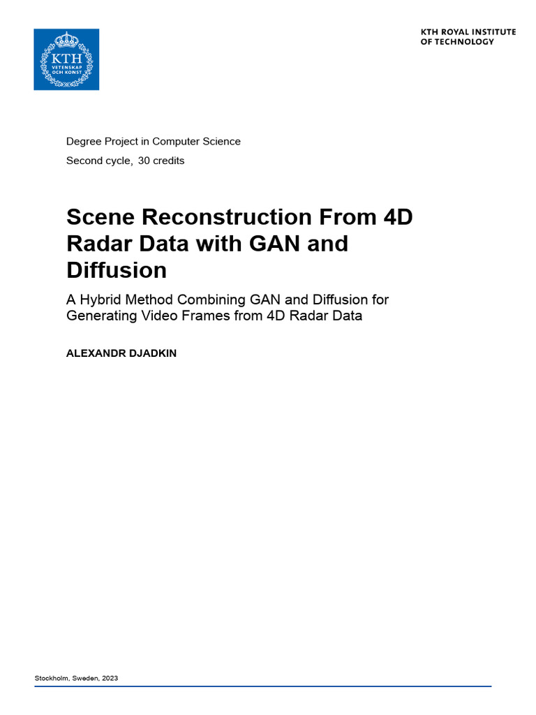 Scene Reconstruction From 4D Radar Data With GAN and Diffusion | PDF ...