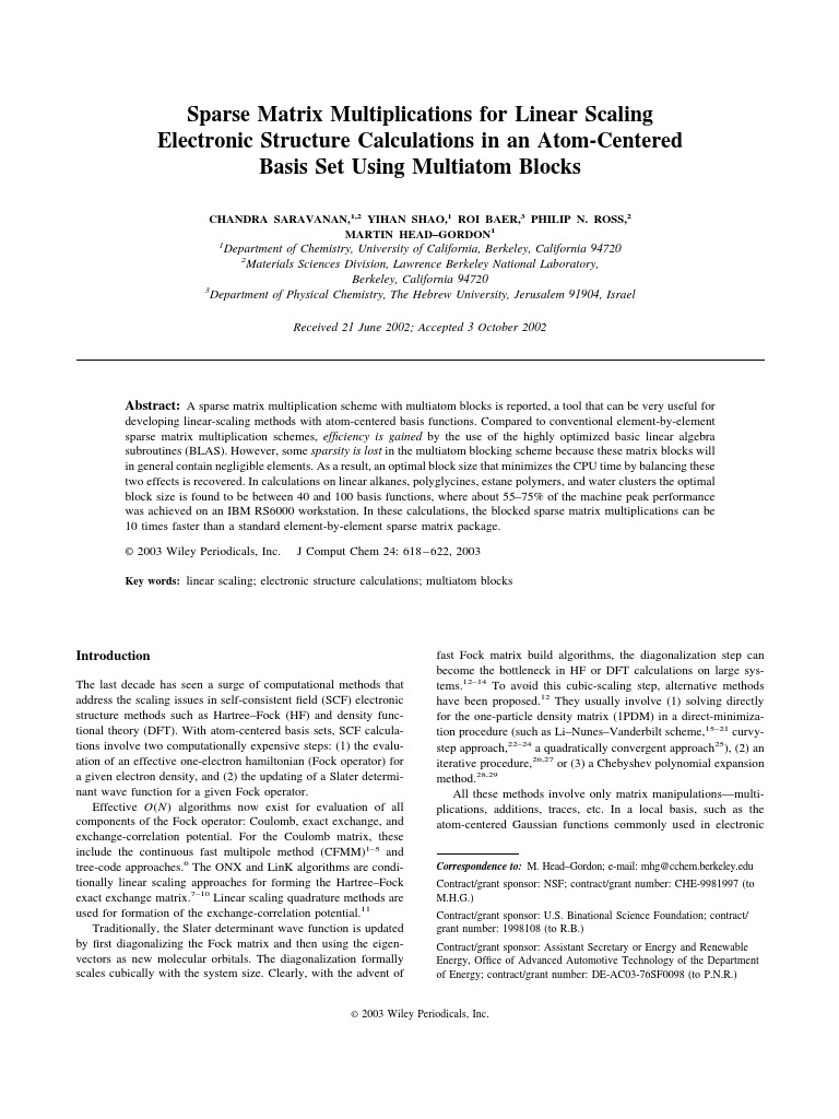 Sparse Matrix Multiplications For Linear Scaling Electronic Structure Calculations In An Atom